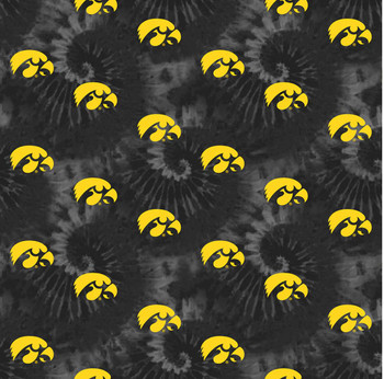 University of Iowa Cotton Fabric Tye Dye Pattern | Free Shipping