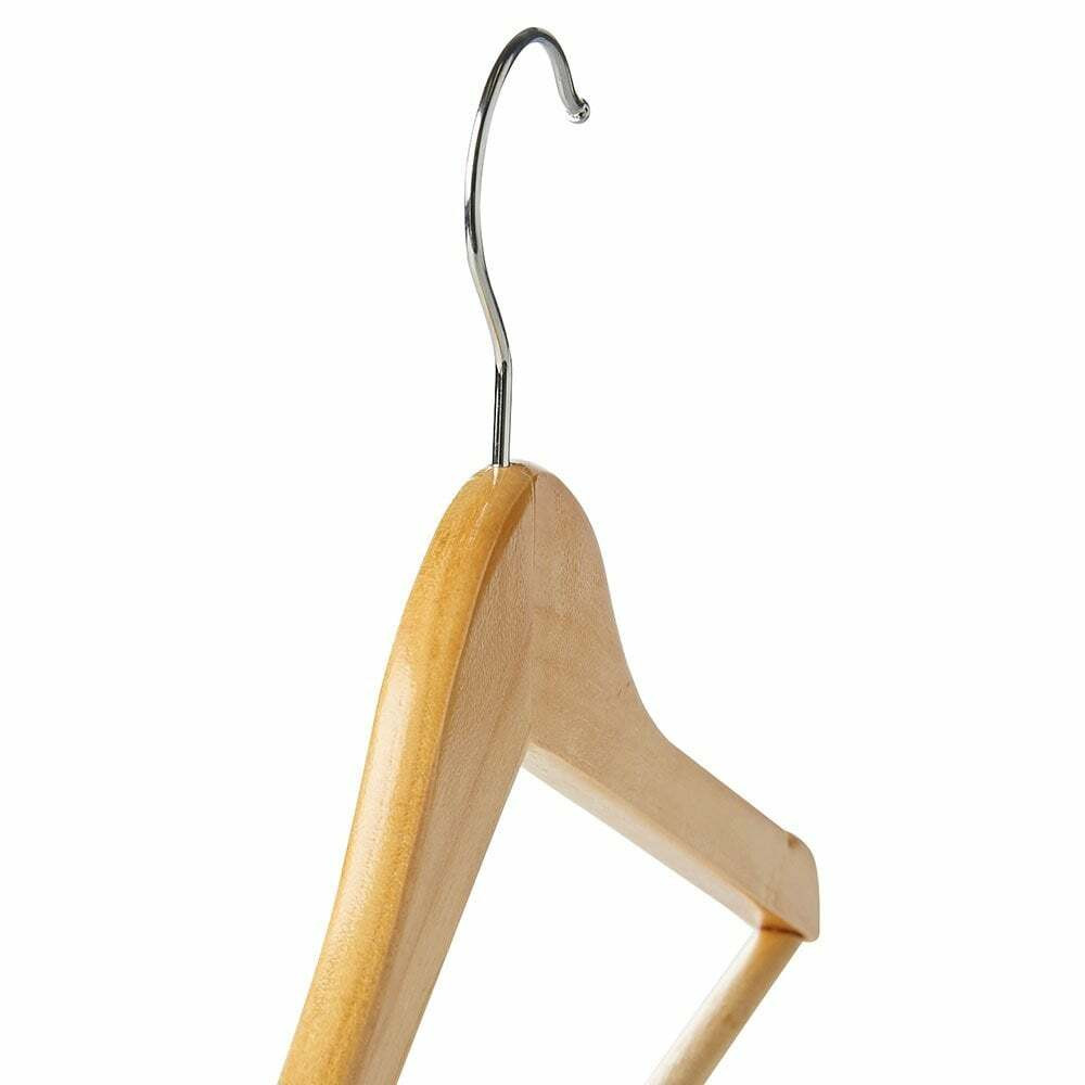 Wooden Flat Profile Hangers with Trouser Bar and Shoulder Notches - 45 ...