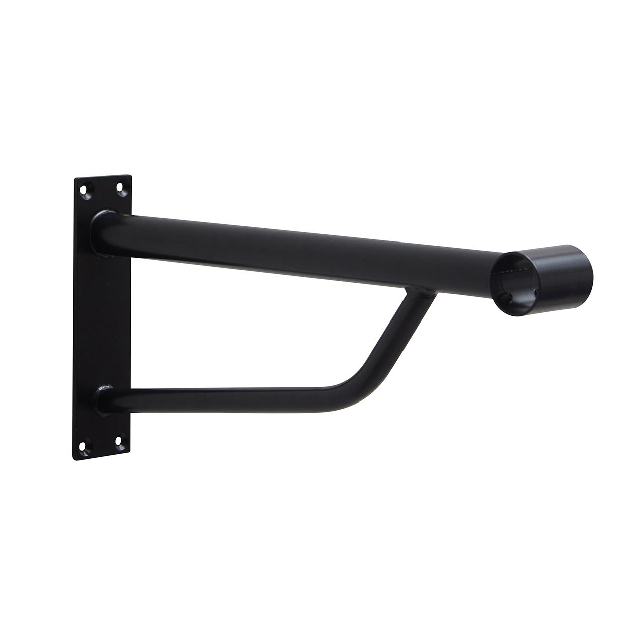 2m Black Heavy Duty Wall-Mounted Hanging Clothes Rail with 3 Support Arms