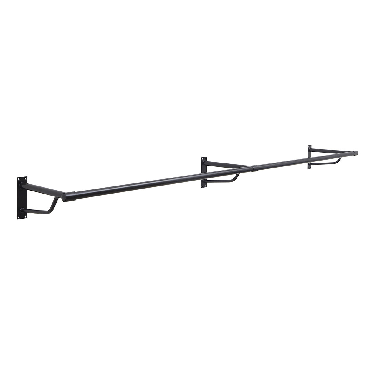 2m Black Heavy Duty Wall-Mounted Hanging Clothes Rail with 3 Support Arms