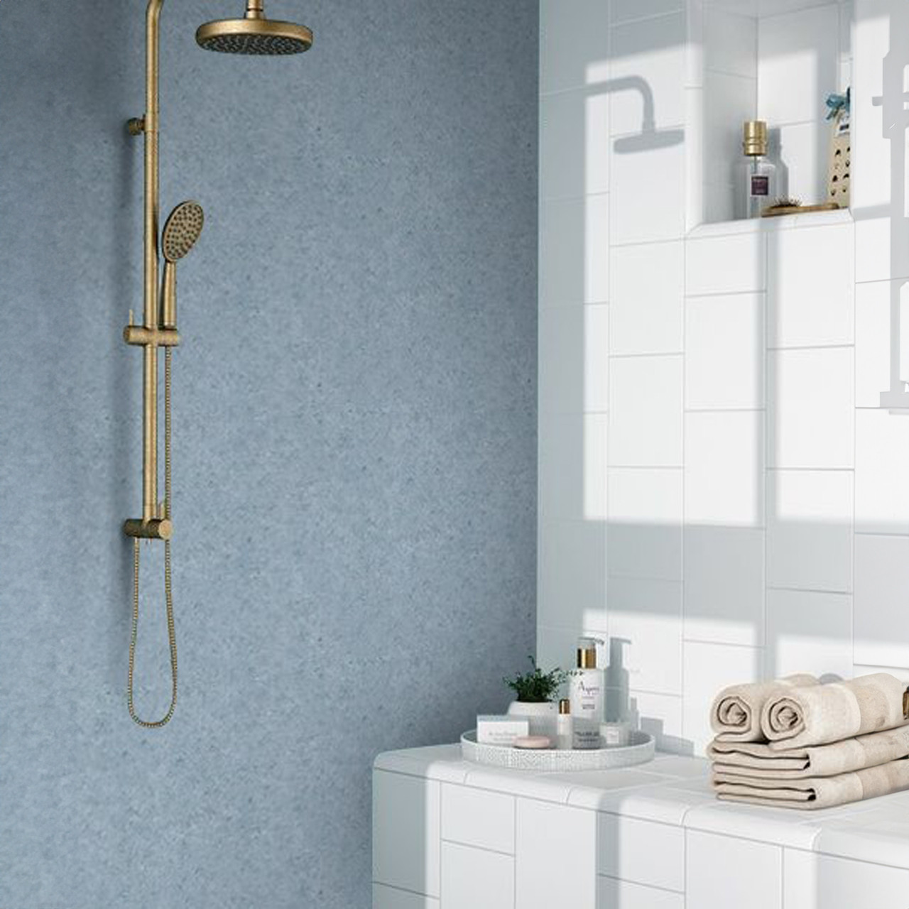Blue Concrete Wall Panel Tile - Portrait panels - PVC