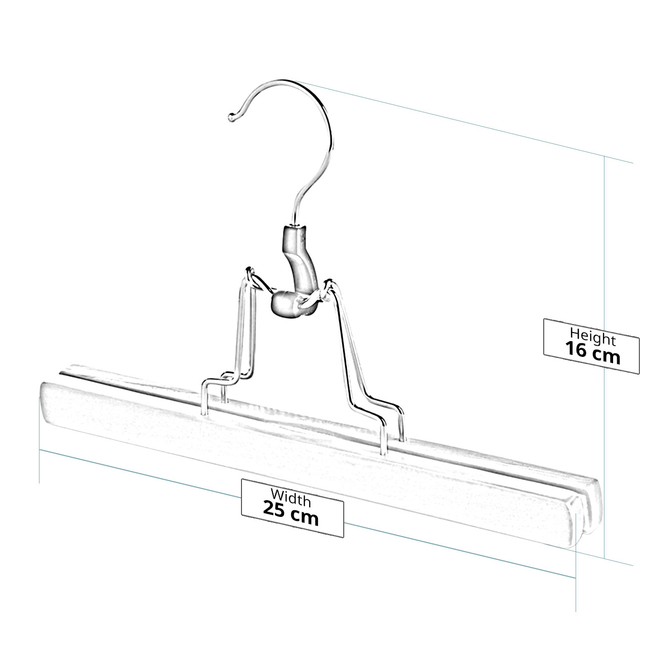 Wooden Trouser/Skirt Clamp Hanger with Velvet Liner - 25 cm - Choice of ...