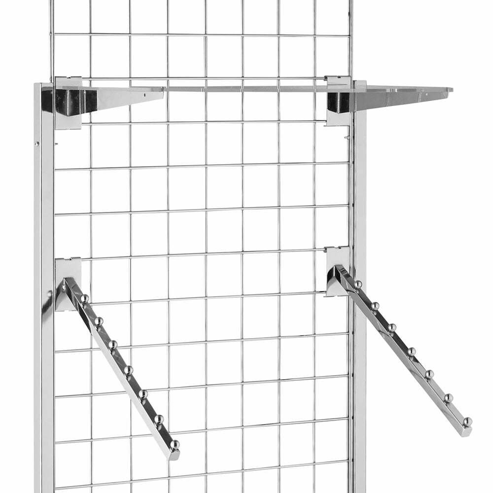 6ft Single-Sided Grid Mesh Display Bundle With 1 x Acrylic Shelf, 2 x ...