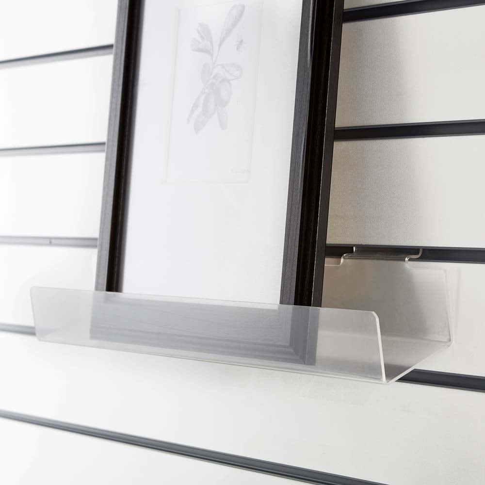 Acrylic Display Channel With Angled Bottom for Slatwall - W600 x D80mm