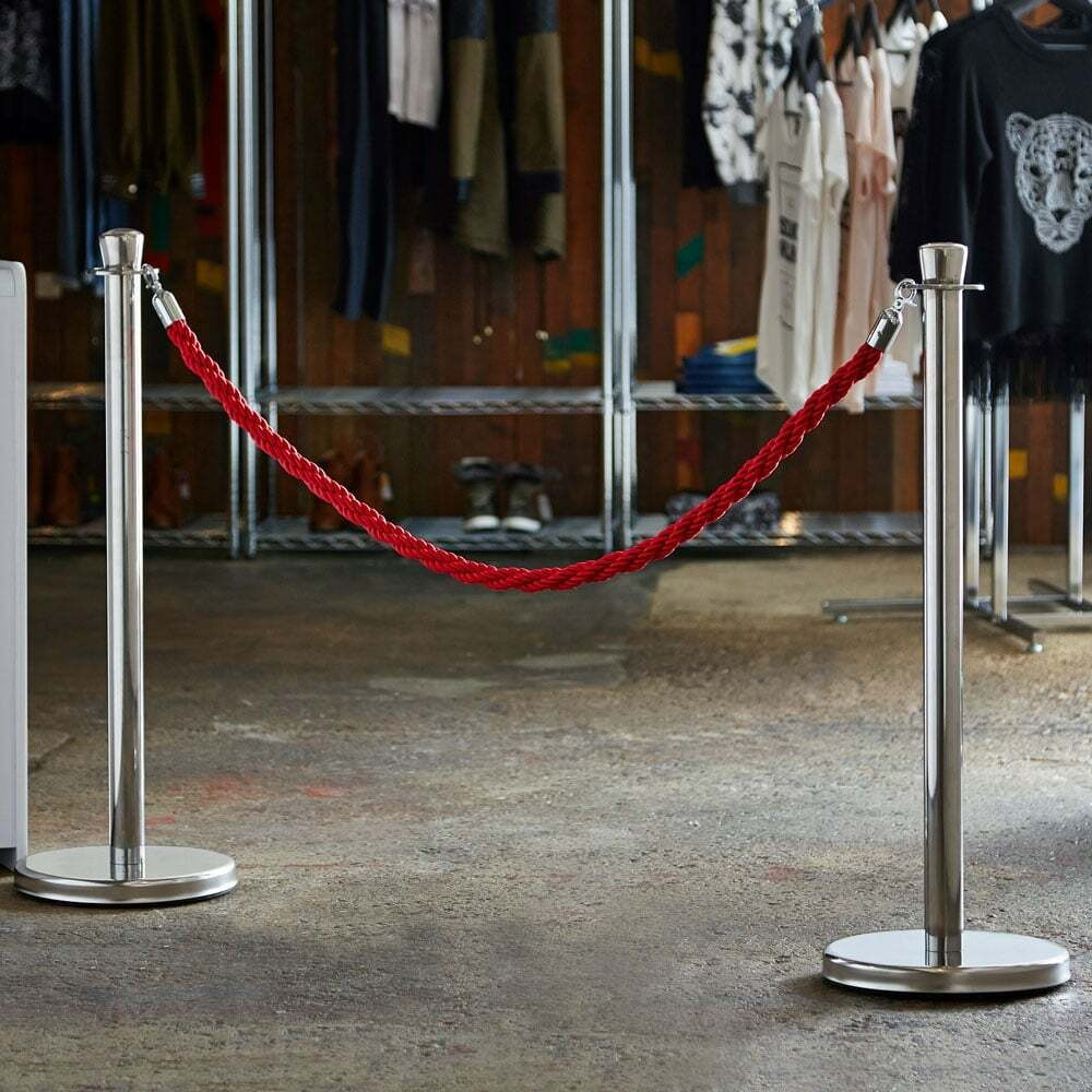 6 x Premium Rope Barrier Posts - Polished Stainless Steel Posts with 5 ...