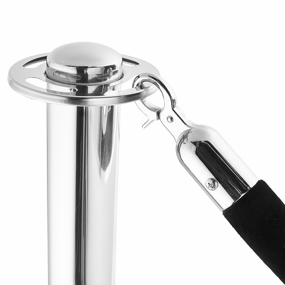 Pair of Rope Barrier Posts - Polished Stainless Steel Posts with Black ...