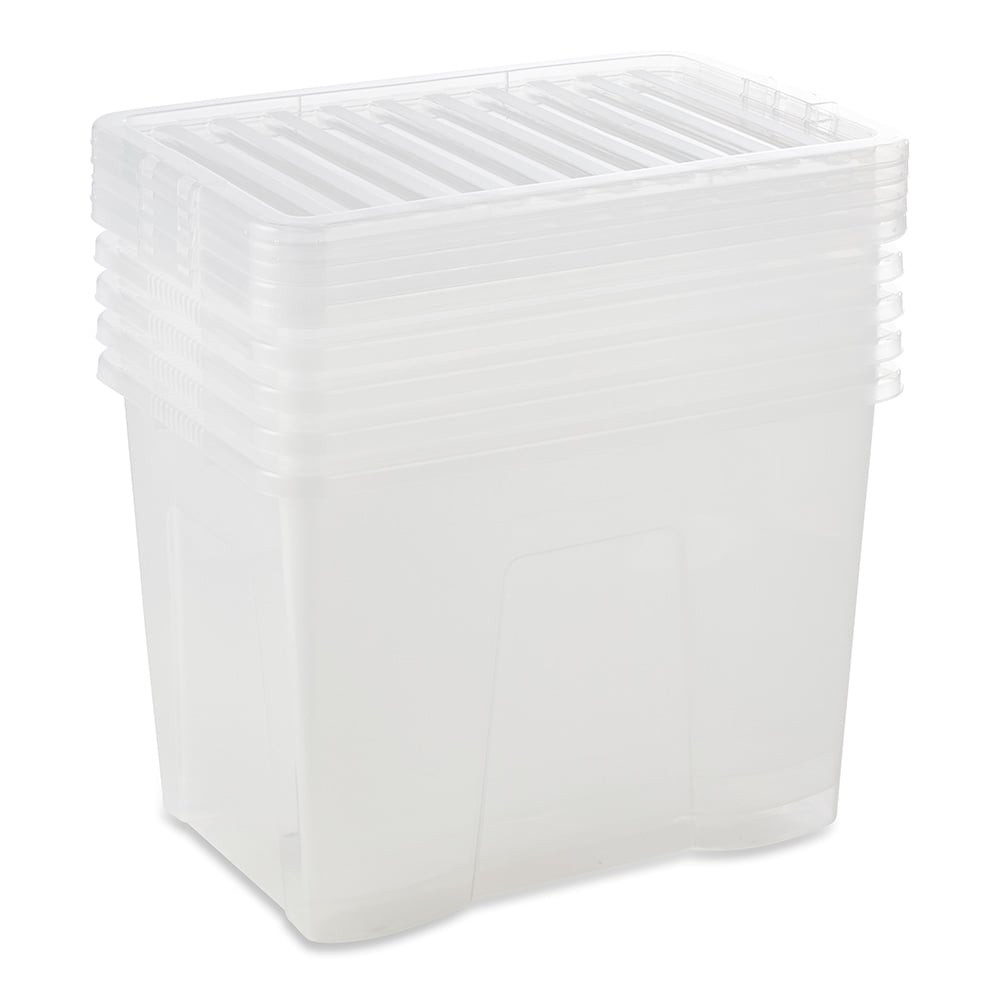 5 x 80L Clear Storage Boxes - L400 x W600 x D420mm