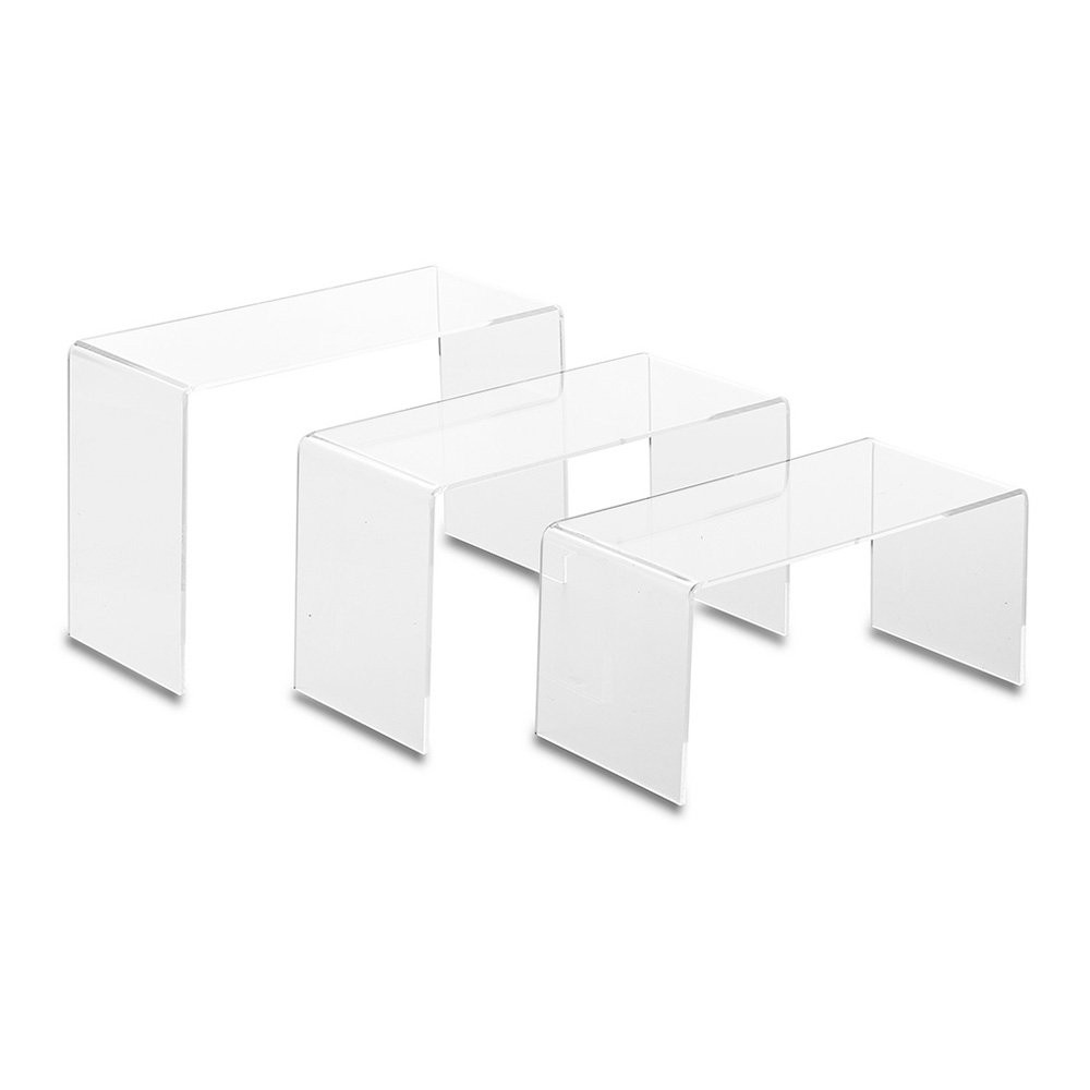 Set of 3 Clear Acrylic Display Bridges - Large, H100, 125, 150mm