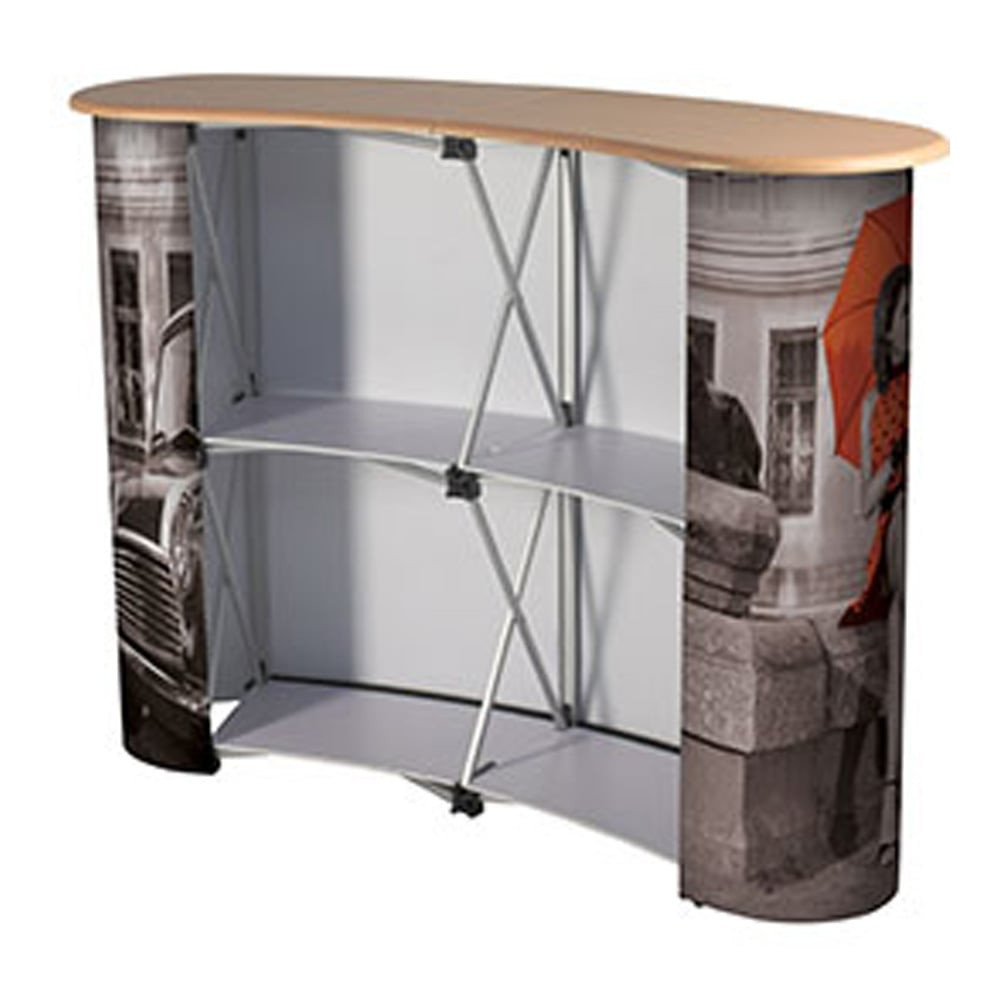 Beech-Top Pop-Up Counter With Graphics - H985 x W1290 x D465mm