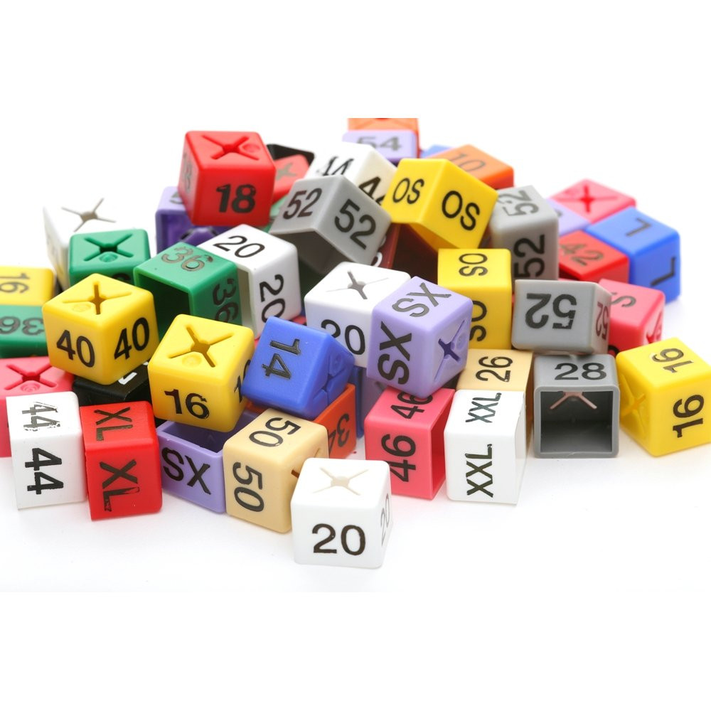 Set of Size Cubes 50 of Each Size - Sizes 8 to 46 or XS to XXL