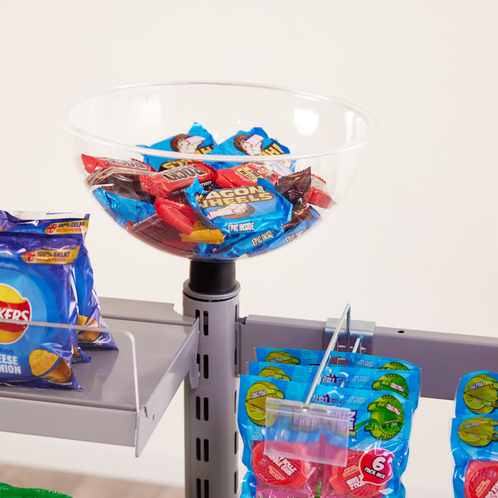 Clear Acrylic Merchandising Bowl with Rubber Base - Half Sphere