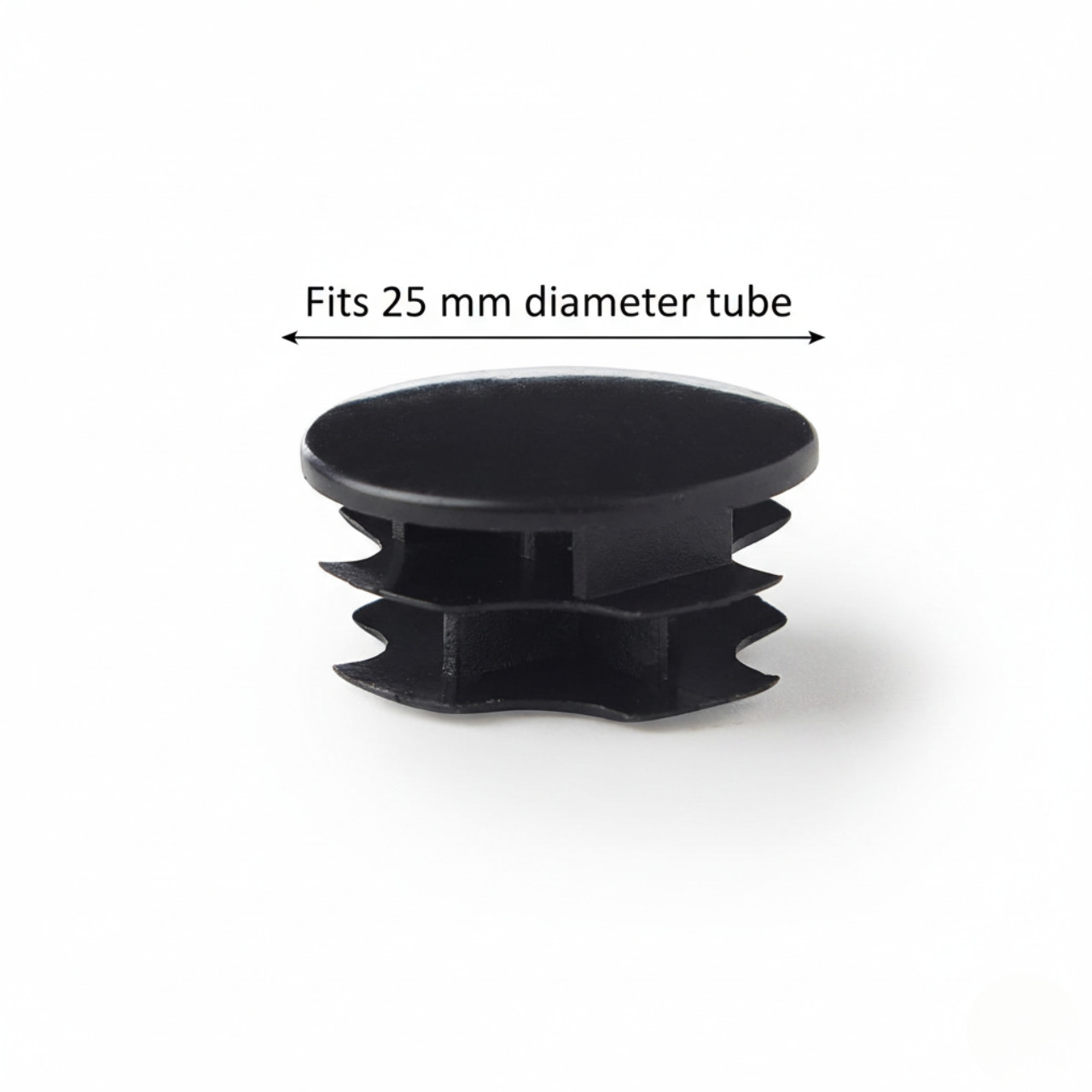 Black Plug-in End for 25mm Dia. Tube Rail