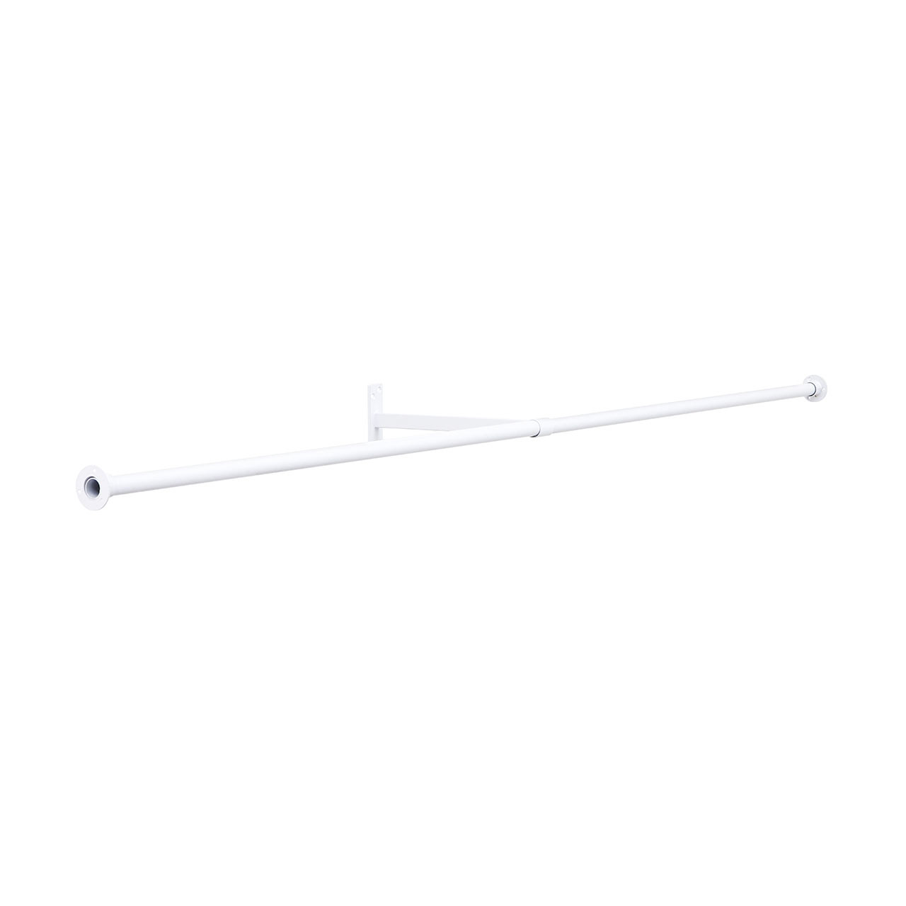 2m Alcove White Tube Hanging Rail with 2 Support Arms