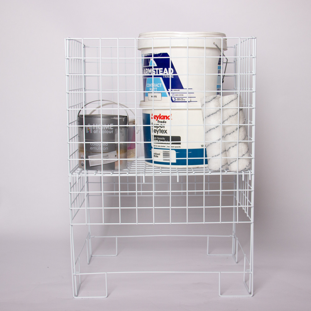 White Rectangle Dump Bin With Adjustable Base - H78cm x W55cm x D40cm