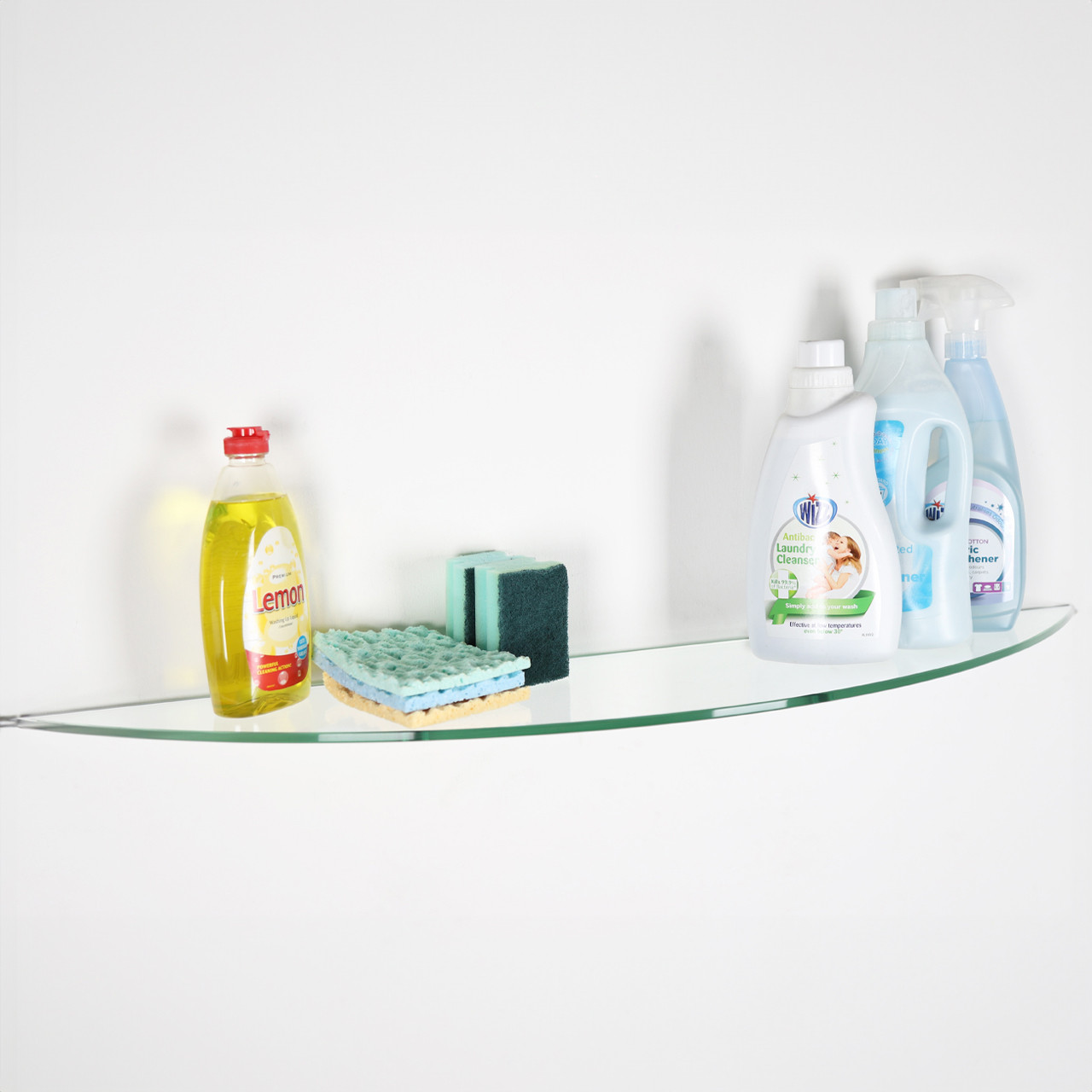 Transparent Half Moon Glass Shelf - 8mm Thickness - W900mm