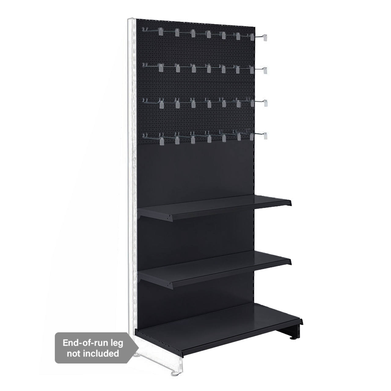 Black Retail Shelving Modular Wall Unit - Perforated Back Panels - 2 ...
