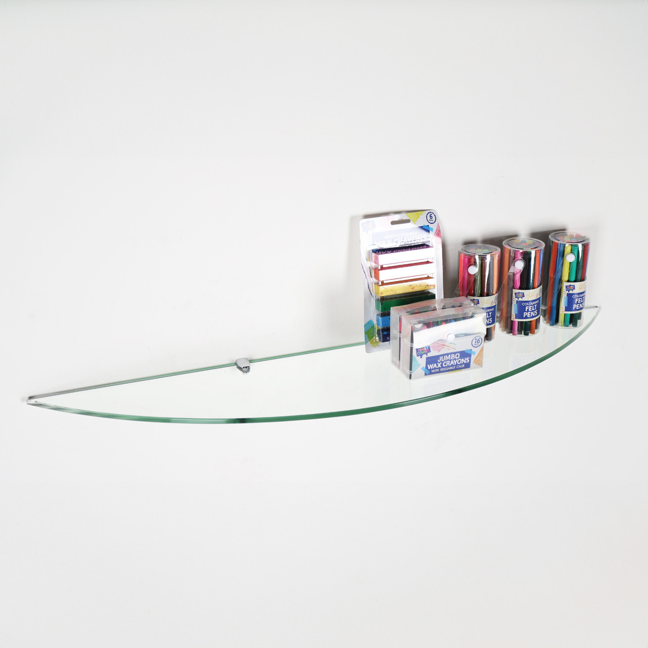 Transparent Half Moon Glass Shelf - 8mm Thickness - W900mm