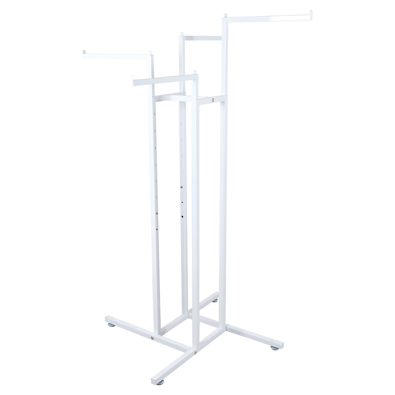 Gloss White Clothes Rail Display Stand - 4 Straight Arms - H1220mm - 1830mm