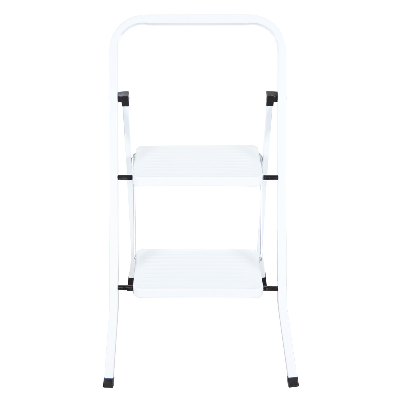 White Steel Step Ladder- 2-tread, non slip stepstool