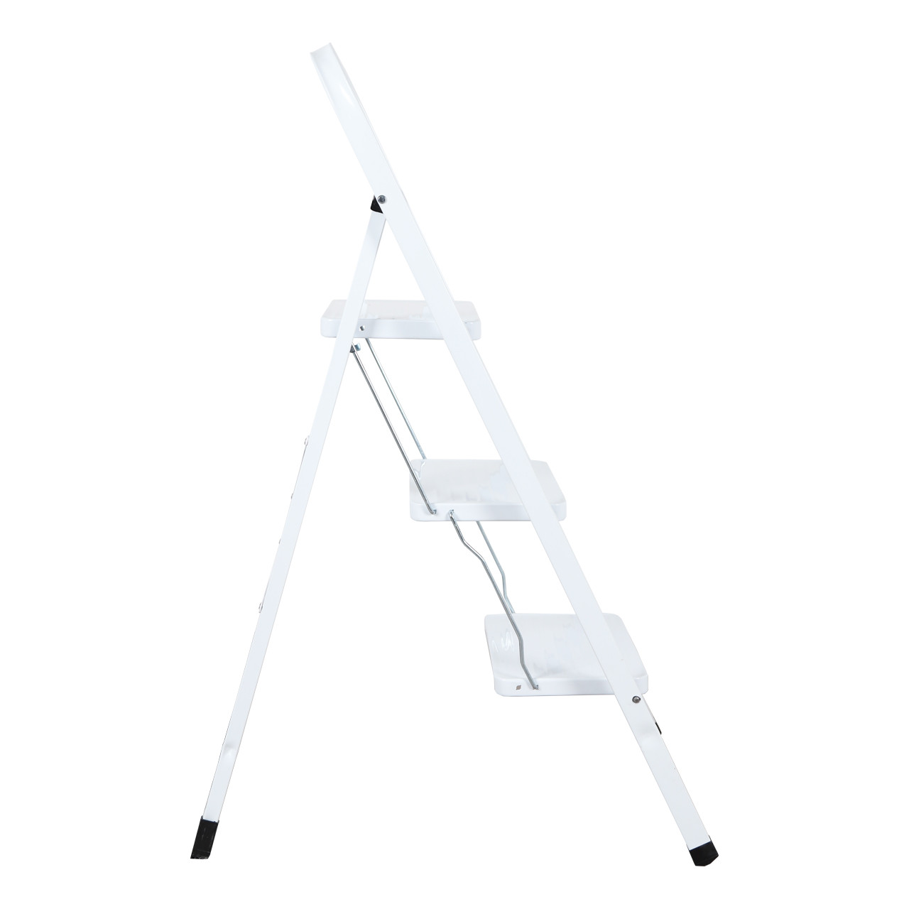 White Steel Step Ladder- 3-tread, non slip stepstool