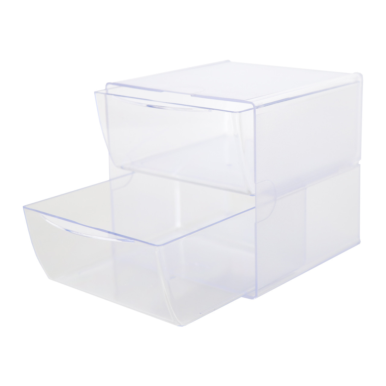 Clear Two Drawer Stackable Cube Storage Container - H152 x W152 x D184 mm