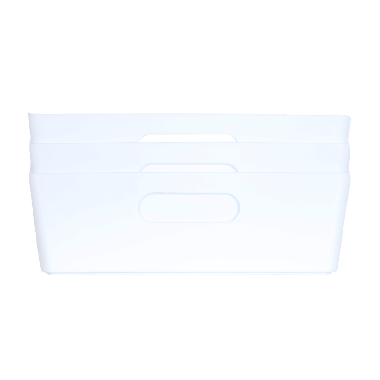 3 x White Rectangle Storage Baskets