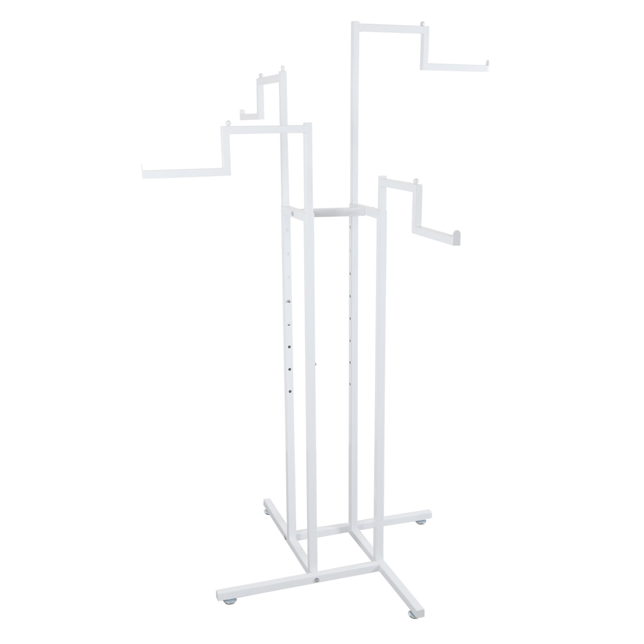 Chrome Clothes Rail Display Stand - 4 Stepped Arms - H1220mm - 1830mm