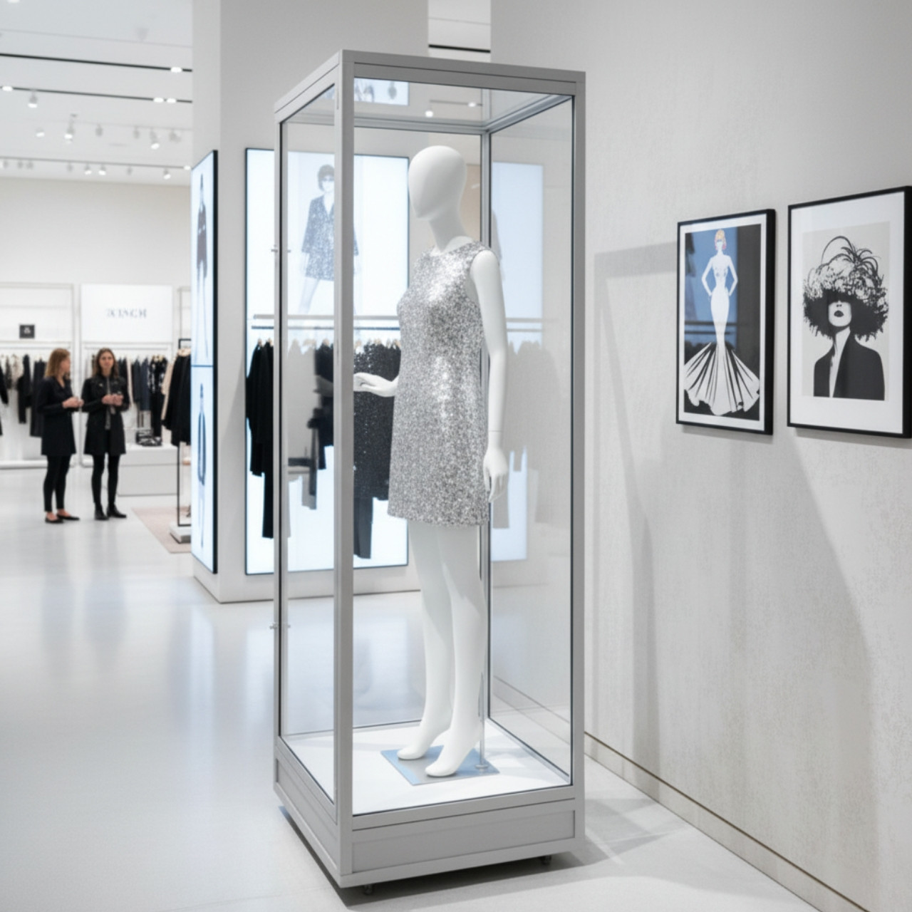 Single Mannequin Display Case with Glass Top – Secure Showcase for ...