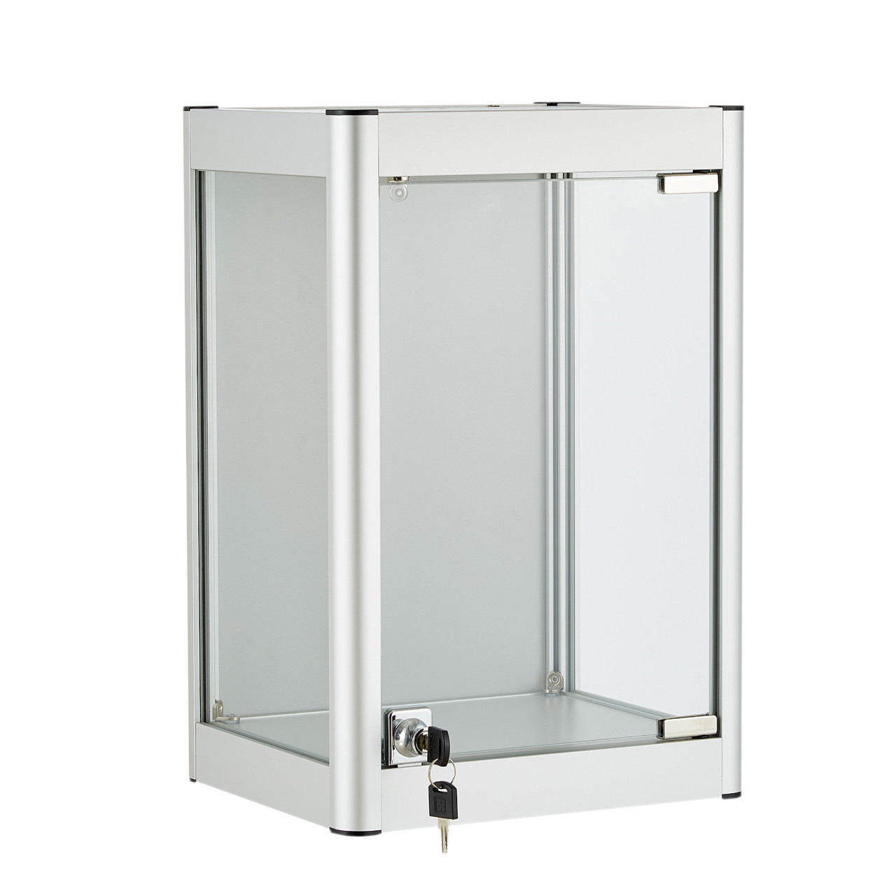 Silver Mini Wall-Mounted Glass Showcase with Optional LED Light