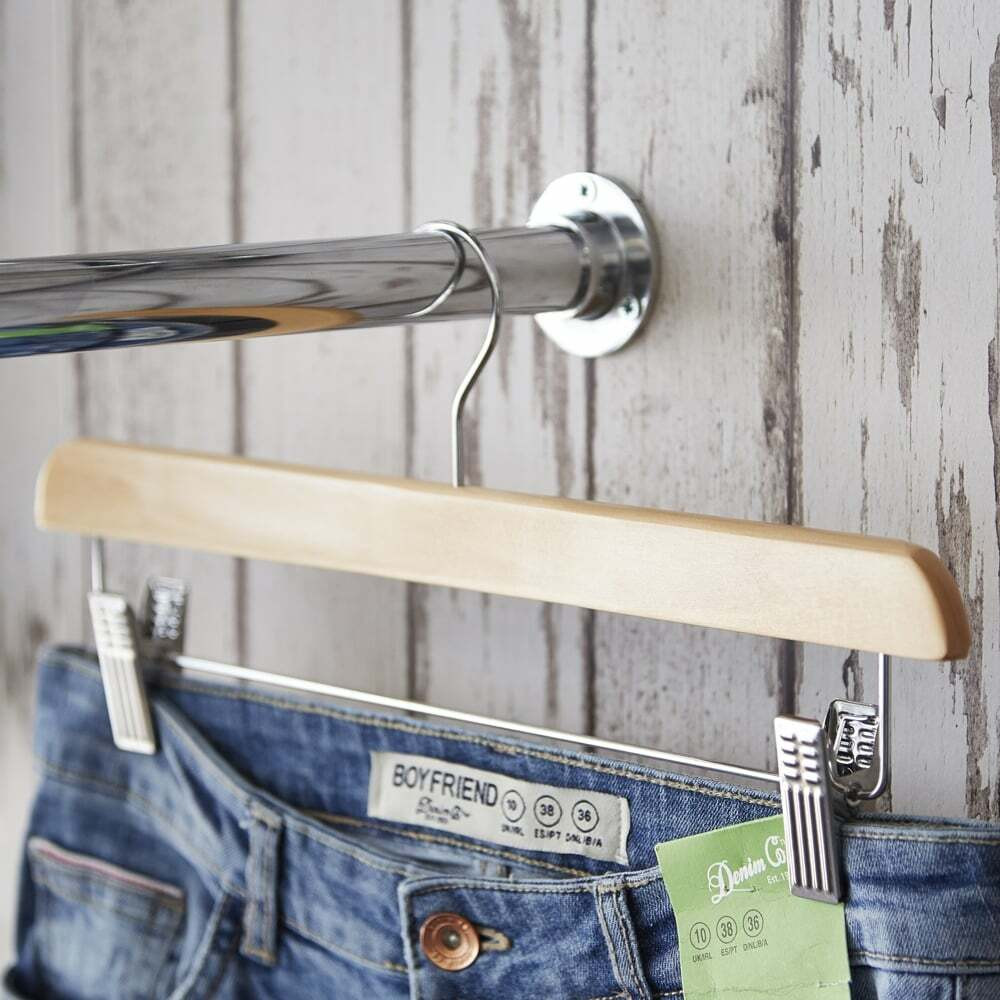 2m Heavy Duty Alcove Chrome Tube Hanging Rail with 1 Support Arm