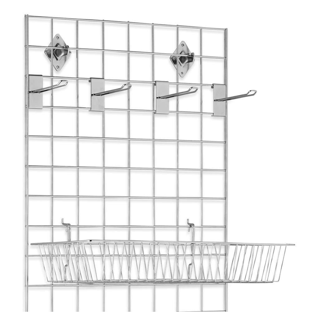 6ft Wall-Mounted Grid Mesh Display Bundle with 4 x Wire Baskets, 4 x ...