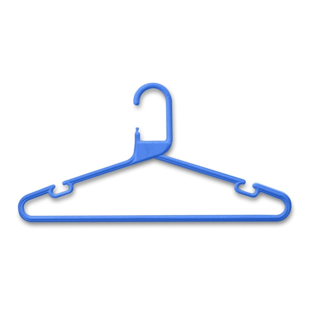 Blue Heavy-Duty Plastic Hangers with Trouser Bar and Shoulder Notches ...