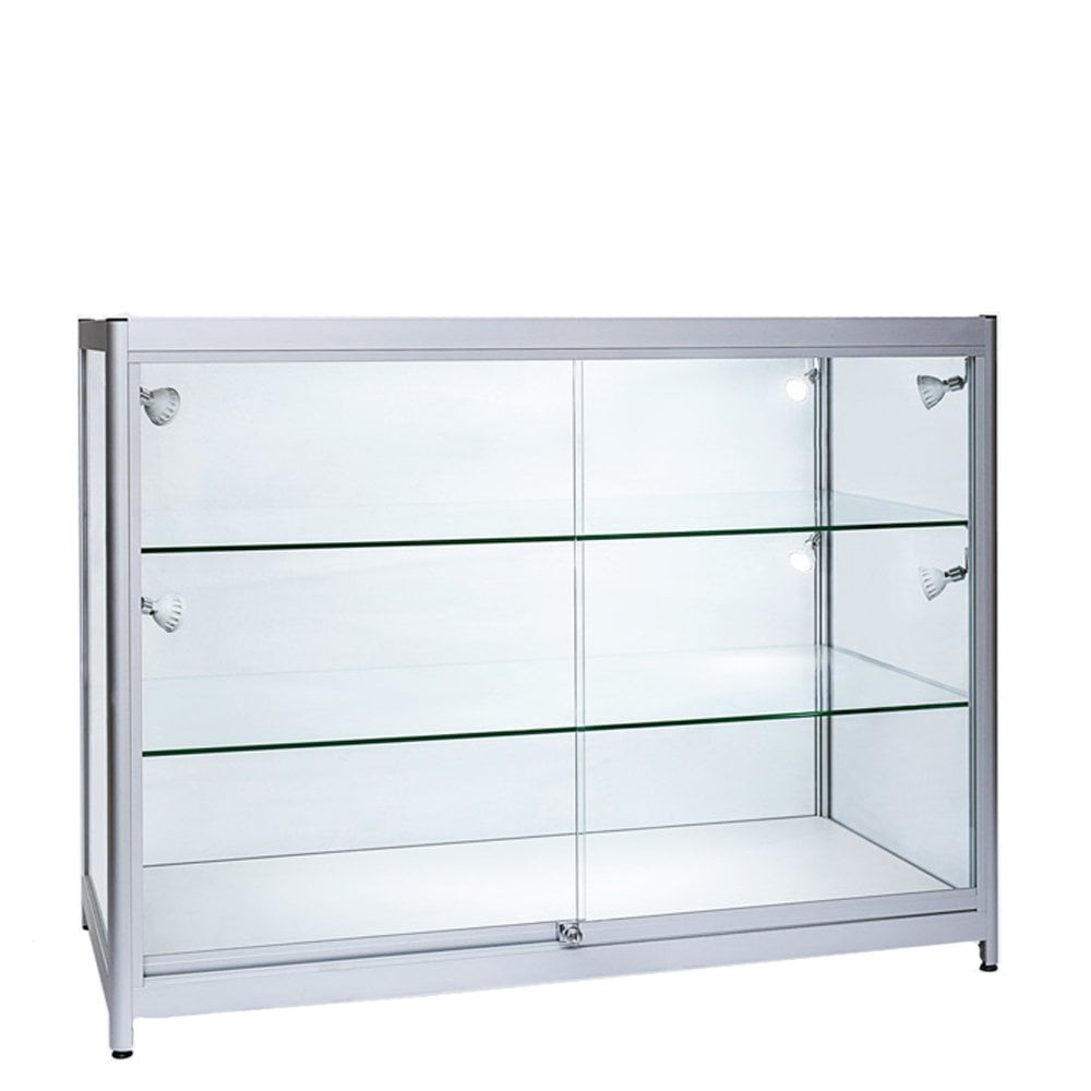 Skyline Slim Aluminium Showcase All - Glass Display with 2 Glass ...