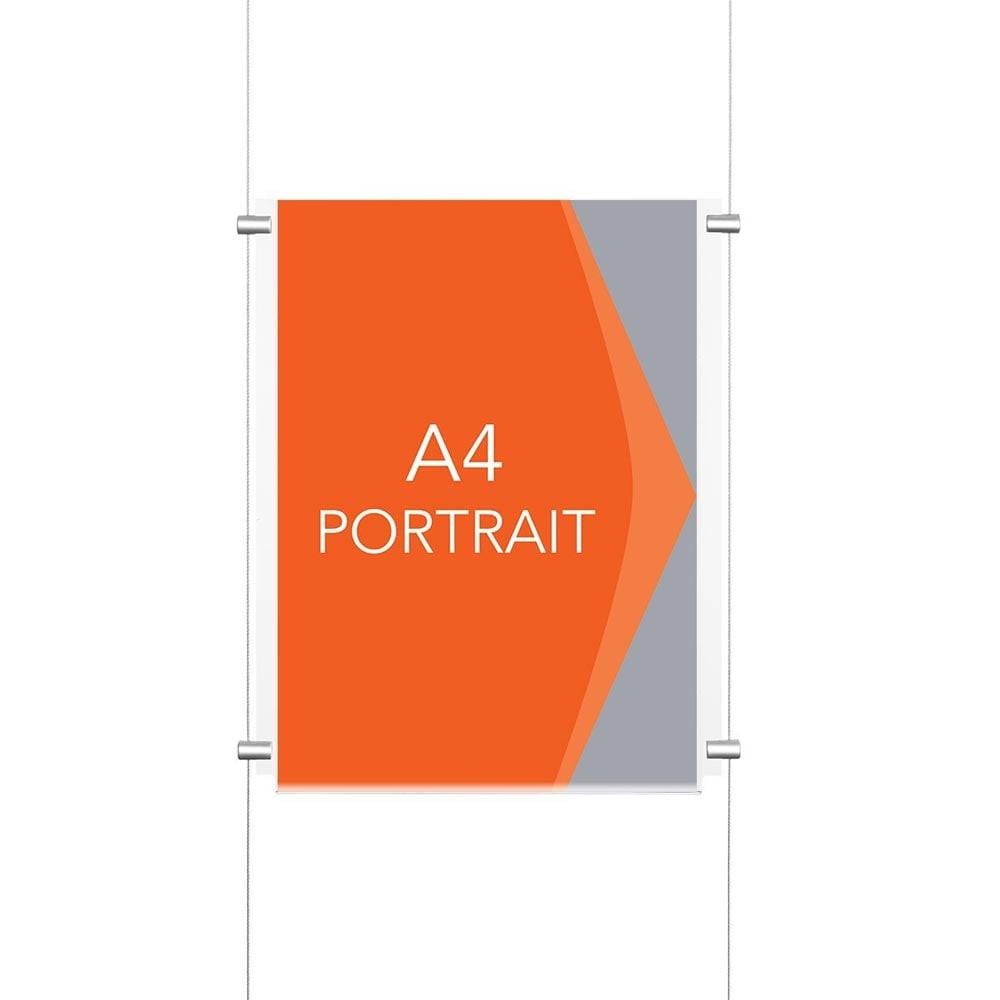 Chrome Wall-Mounted Cable Display Kit - A4 Portrait - Choice of various ...