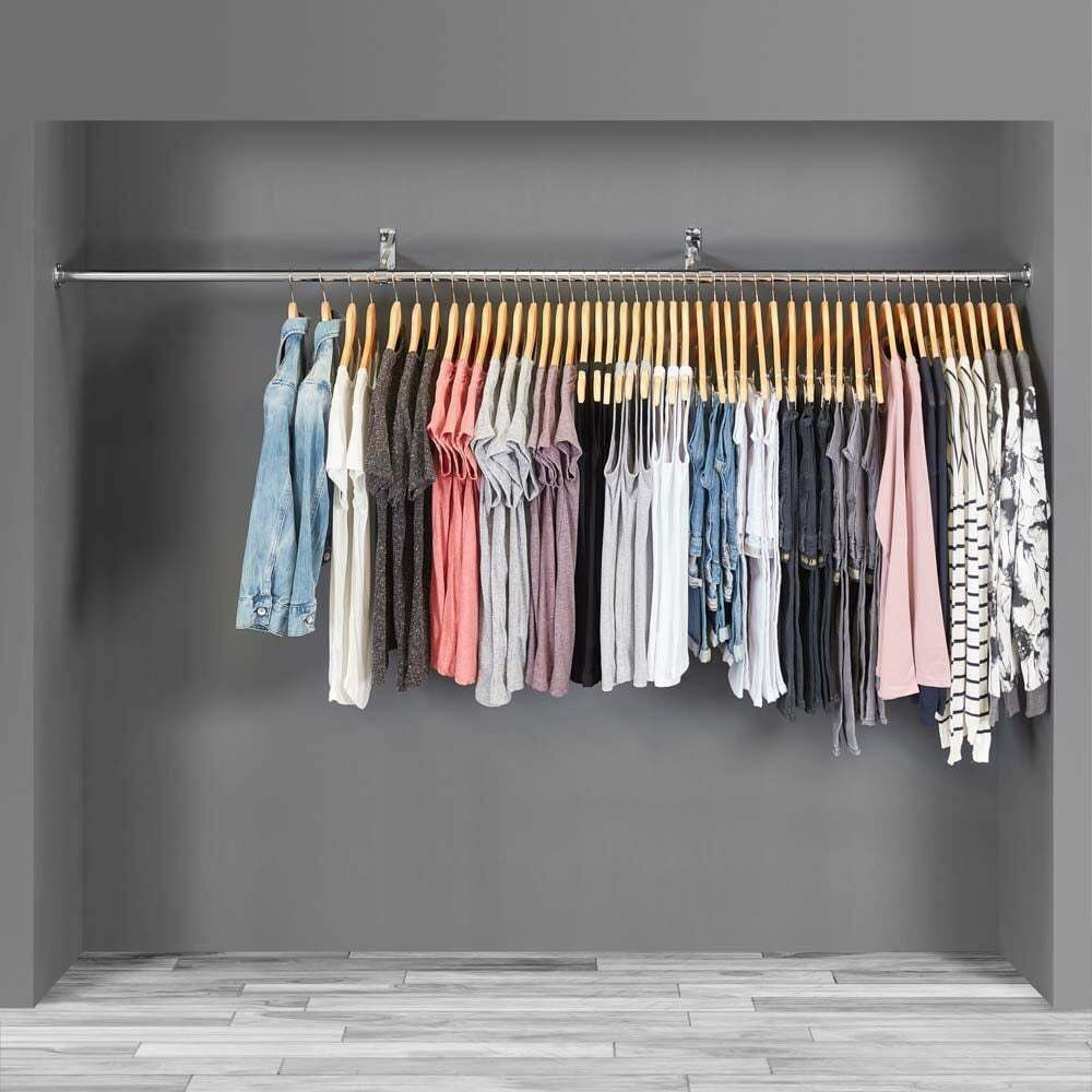 3m Alcove Chrome Tube Hanging Rail with 2 Support Arms