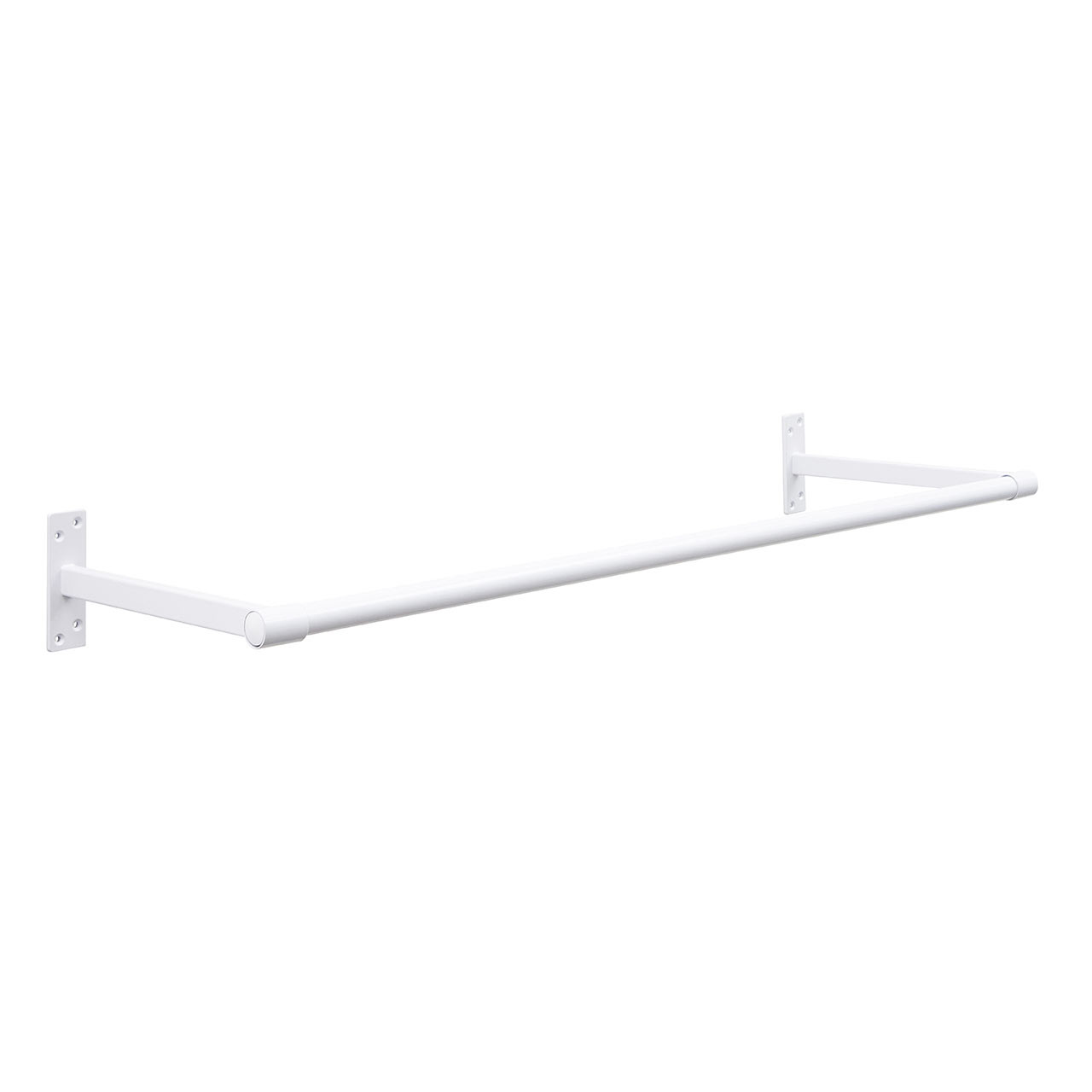 1m Gloss White Wall-Mounted Hanging Clothes Rail with 2 Support Arms