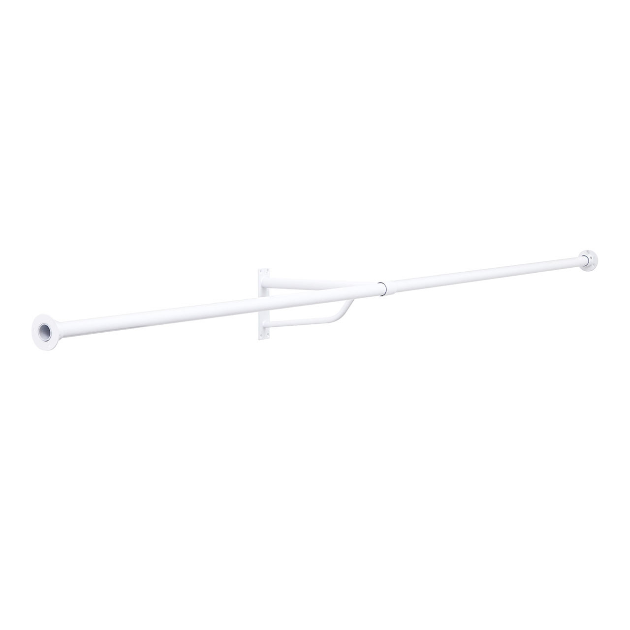 2m Heavy Duty Alcove White Tube Hanging Rail with 1 Support Arm