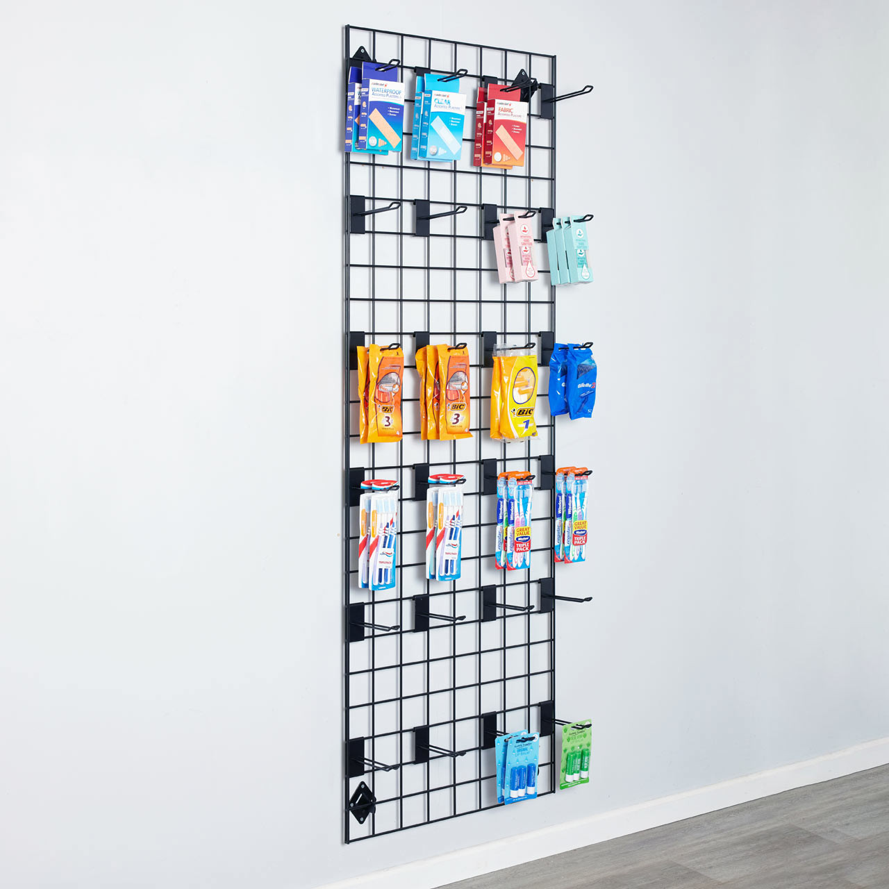 6ft Wall-Mounted Grid Mesh Display Bundle with 24 x Eurohooks - H1830 x ...