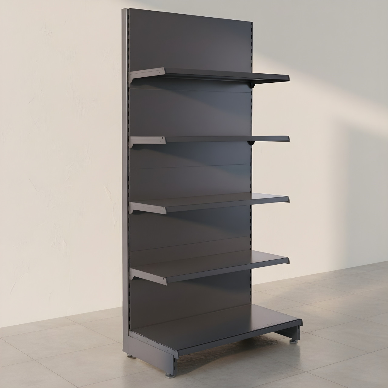 Dark Grey Retail Shelving Starter Bay Wall Unit - 4 x 370mm Shelves ...