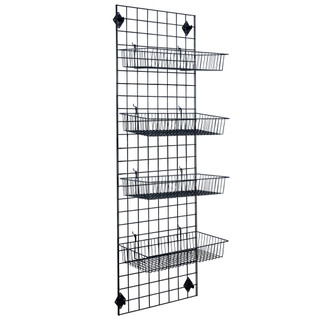 6ft Wall-Mounted Grid Mesh Display Bundle with 4 x Wire Baskets - H1830 ...