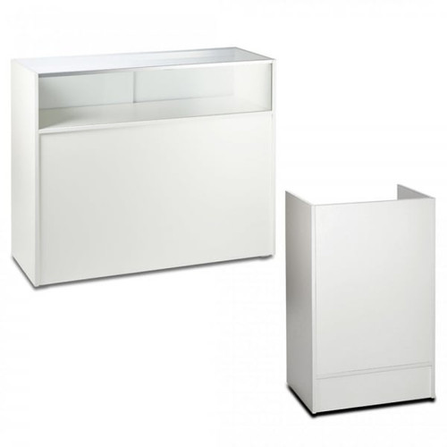 White Shop Counter With 1/4 Glass Display and Till Unit Bundle ...