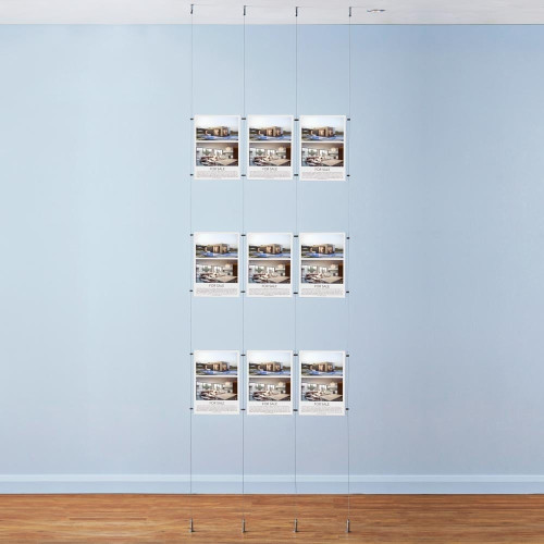 Chrome Ceiling-to-Floor Cable Display Kit - A4 Portrait - Choice of ...