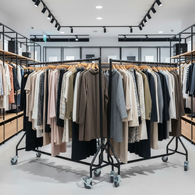 Reinforced Black Heavy-Duty Clothes Rail With Heavy Duty Wheels ...