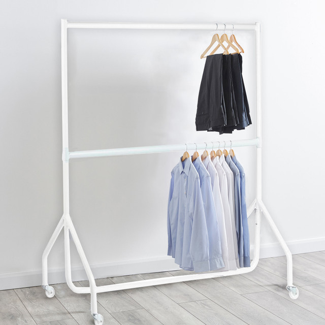2-Tier Gloss White Heavy-Duty Clothes Rail - Choice of 3 ft to 6 ft widths