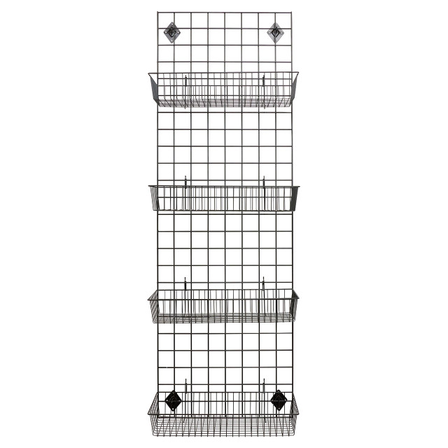 6ft Wall-Mounted Grid Mesh Display Bundle with 4 x Wire Baskets - H1830 ...