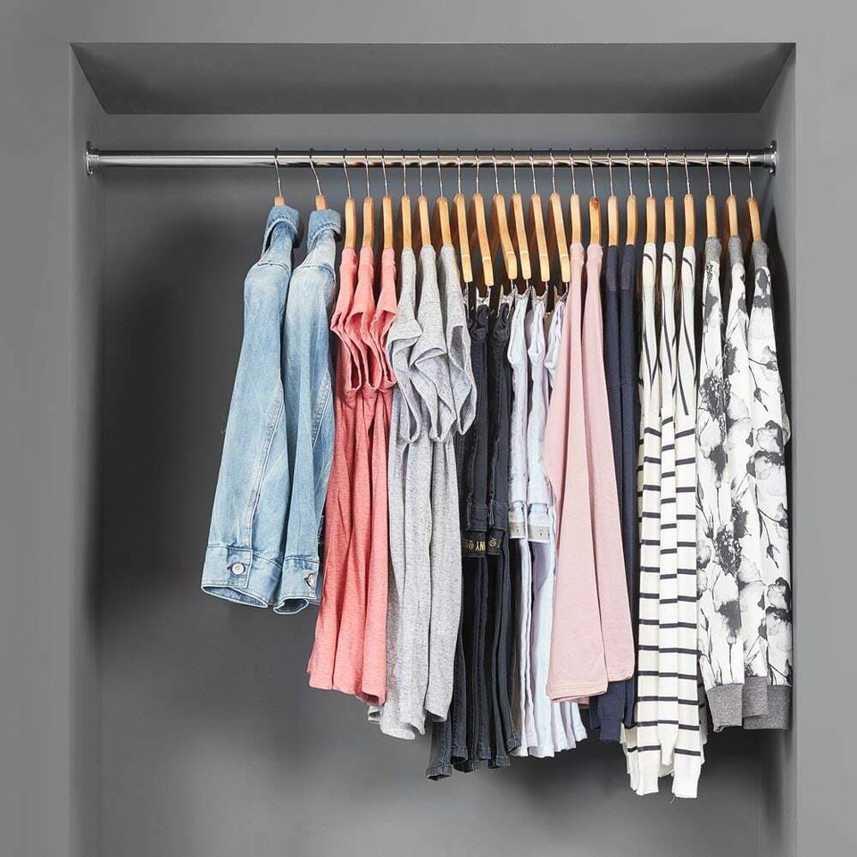 1m Alcove Chrome Tube Hanging Clothes Rail