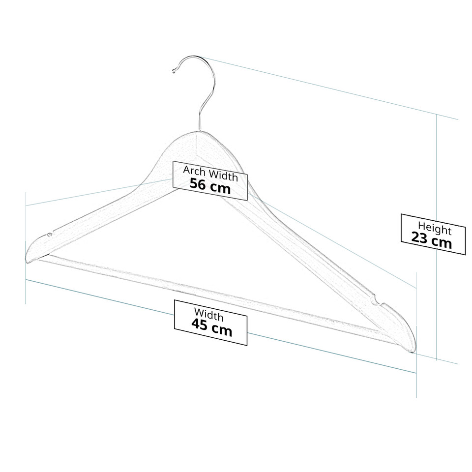 Wooden Flat Profile Hangers with Trouser Bar and Shoulder Notches - 45 ...
