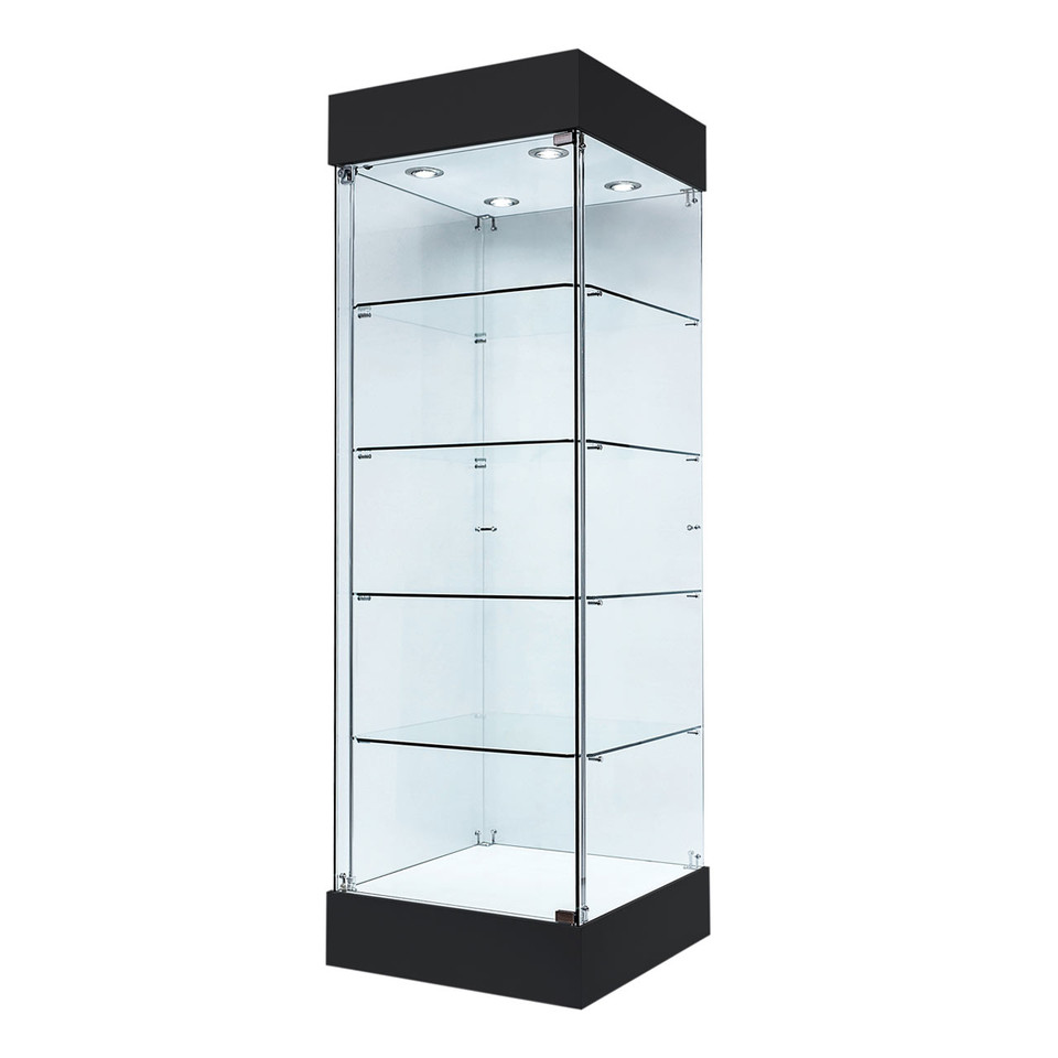 Skyline 360 Black Frameless Tower Showcase - All Glass Display - Single ...
