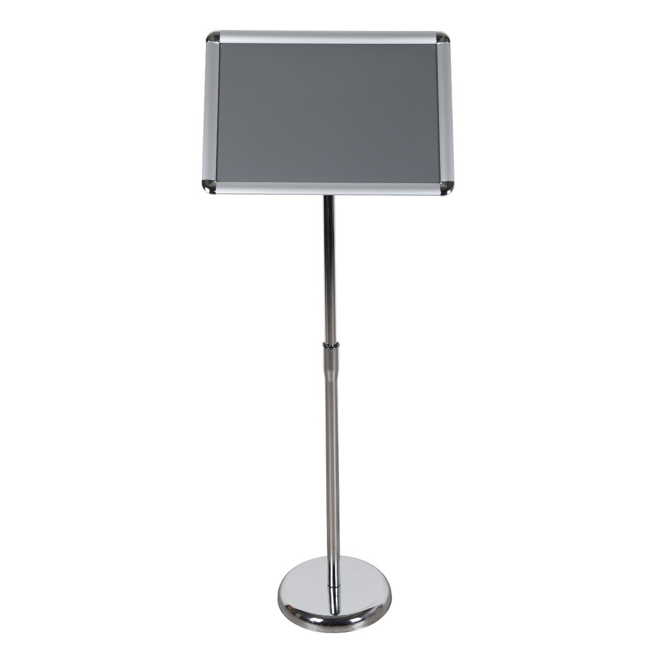 Silver Adjustable Floor-Standing Snap Frame Sign Holder - A3 or A4 H1200 x W250 x D250mm