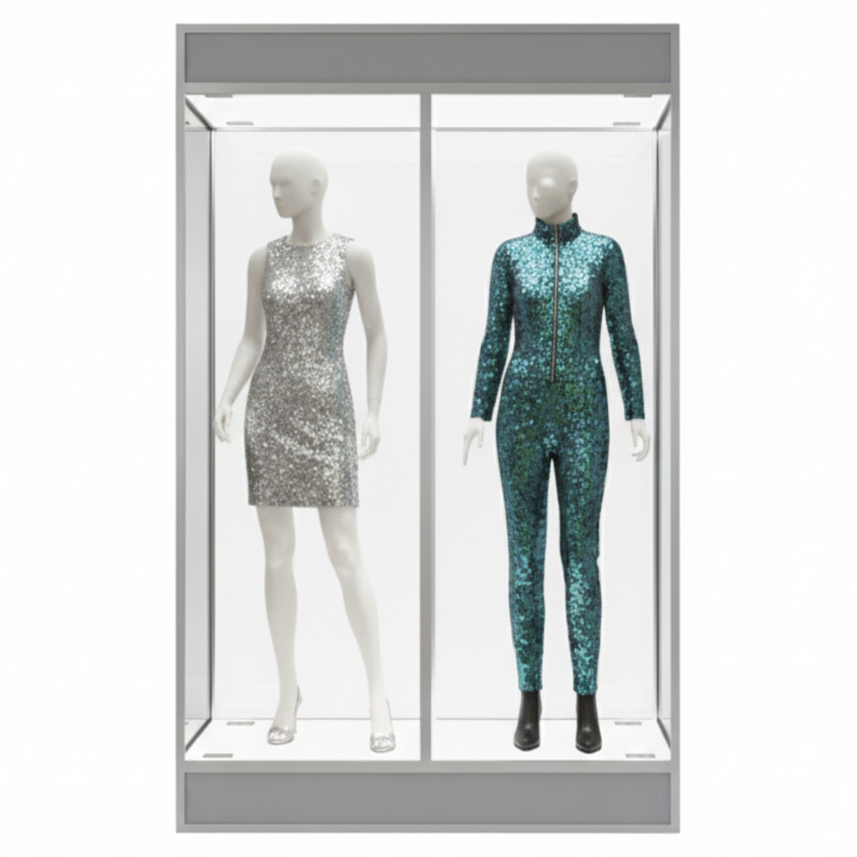 Double Mannequin Display Case – Secure Showcase for Retail, Museums ...